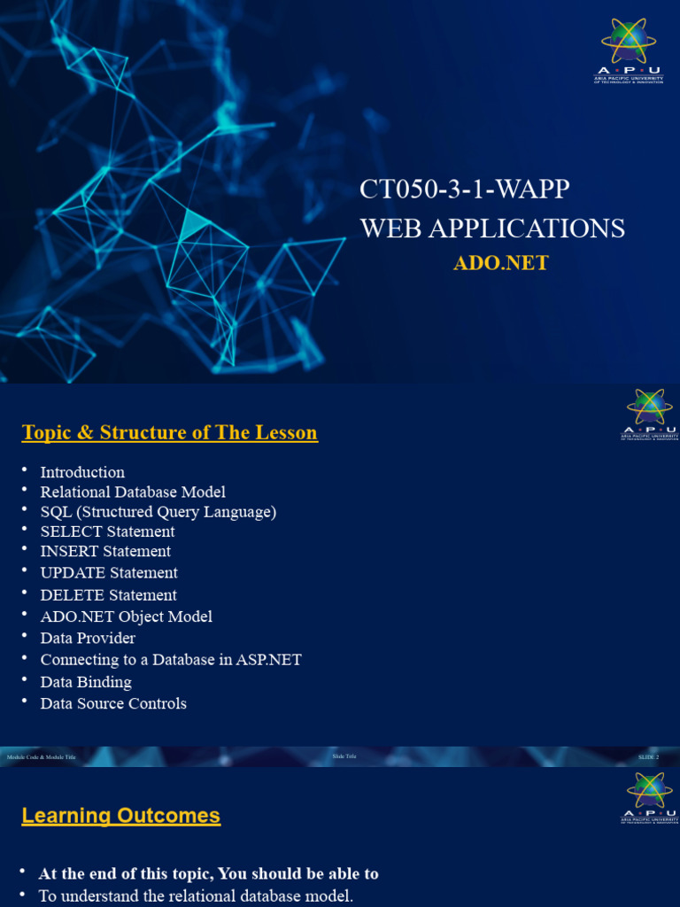 CT050-3-1-WAPP Web Applications: Slide 1 Module Code & Module Title Slide Title | PDF ...