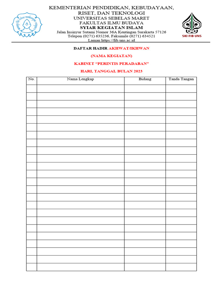 Template Presensi Kegiatan | PDF