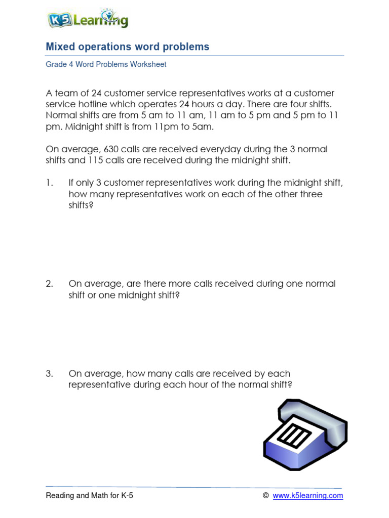 Grade 4 Word Problems Mixed Operations 3 | Download Free PDF | Science ...
