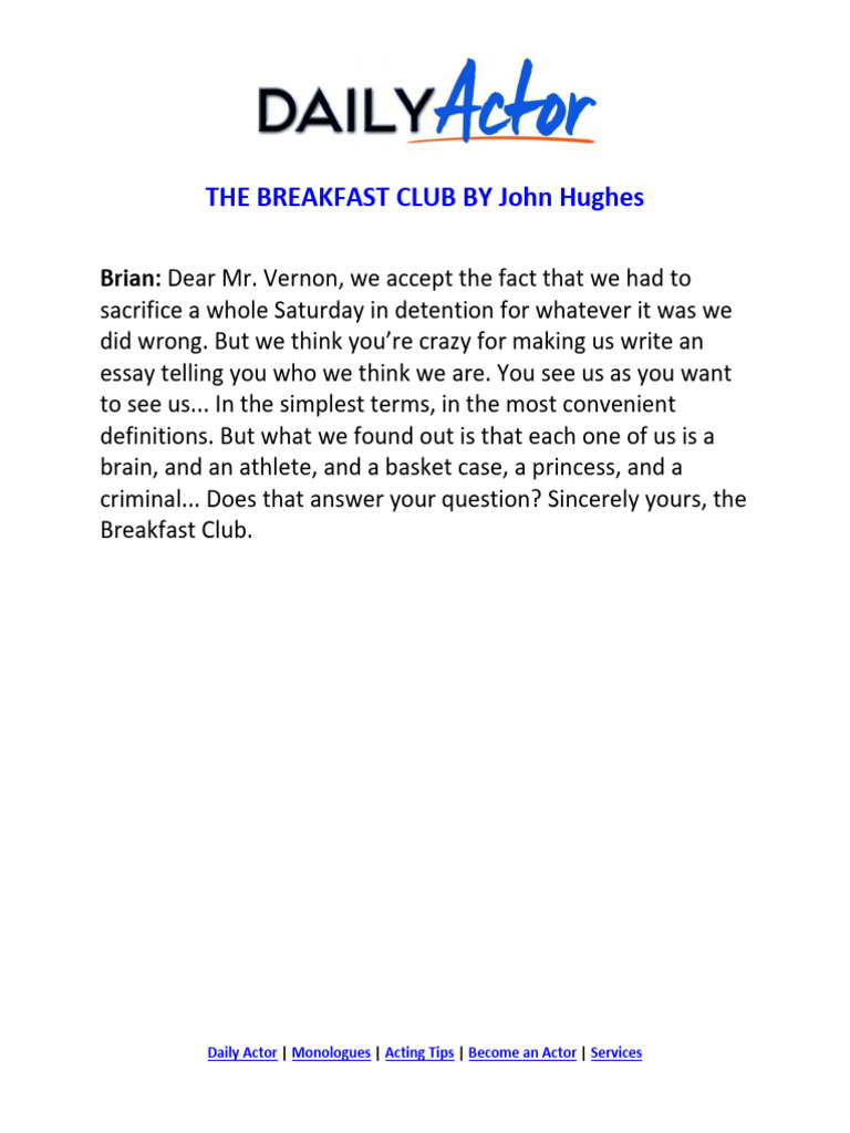 Breakfast Club Ending Monologue Explained | PDF | Religion & Spirituality