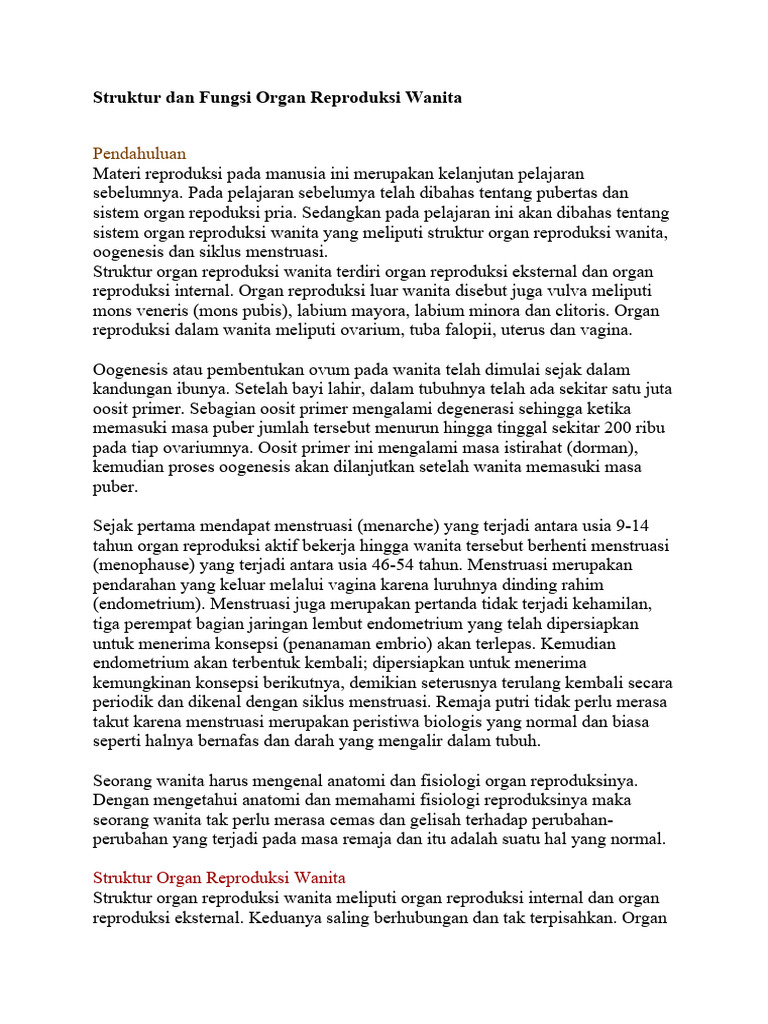 Struktur Dan Fungsi Organ Reproduksi Wanita | PDF | Kesehatan Holistik