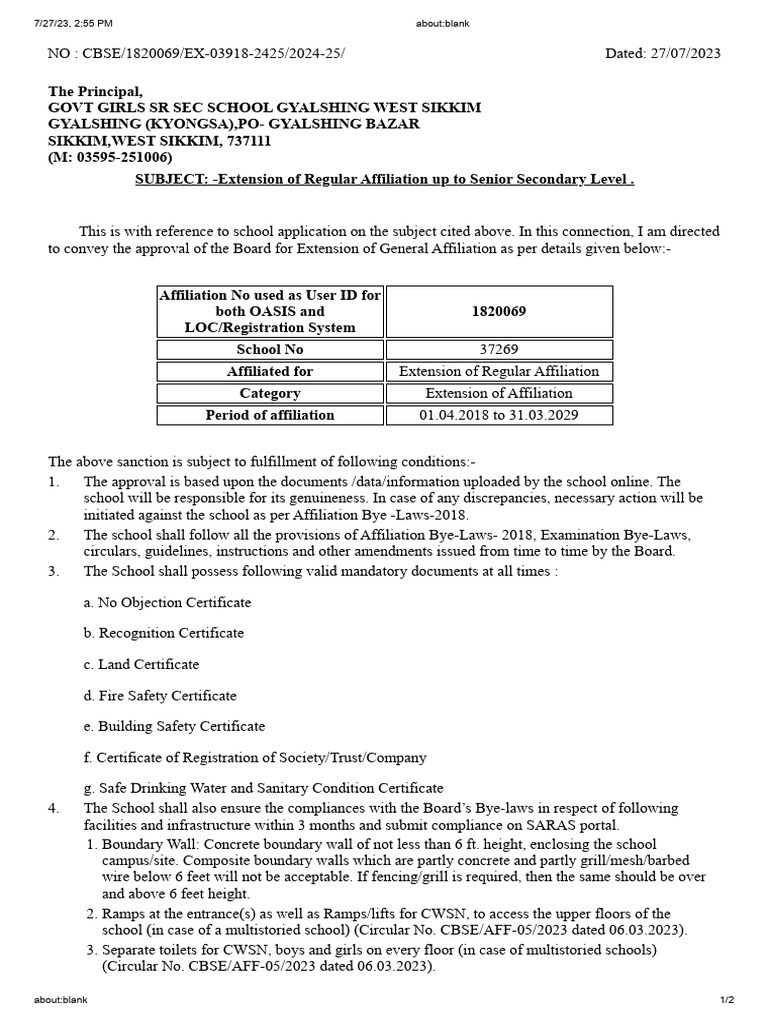 Affiliation Letter Received On 27th July 2023 | PDF | Laboratories