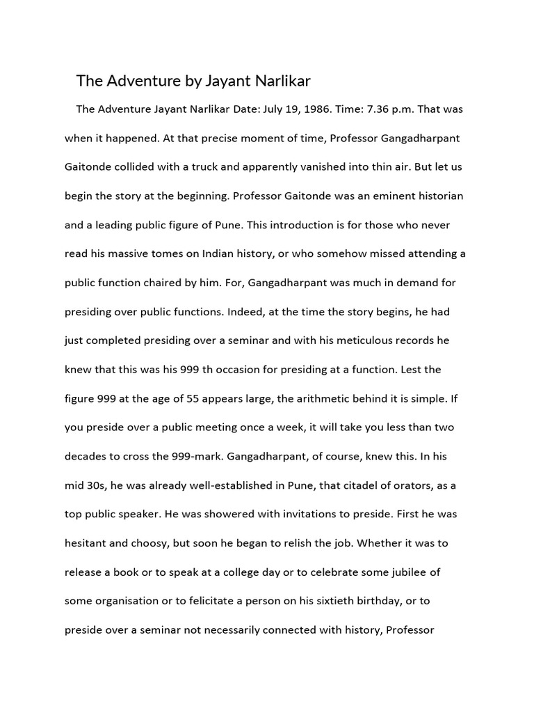 The Adventure Jayant Narlikar Date Pdf Experiment Science