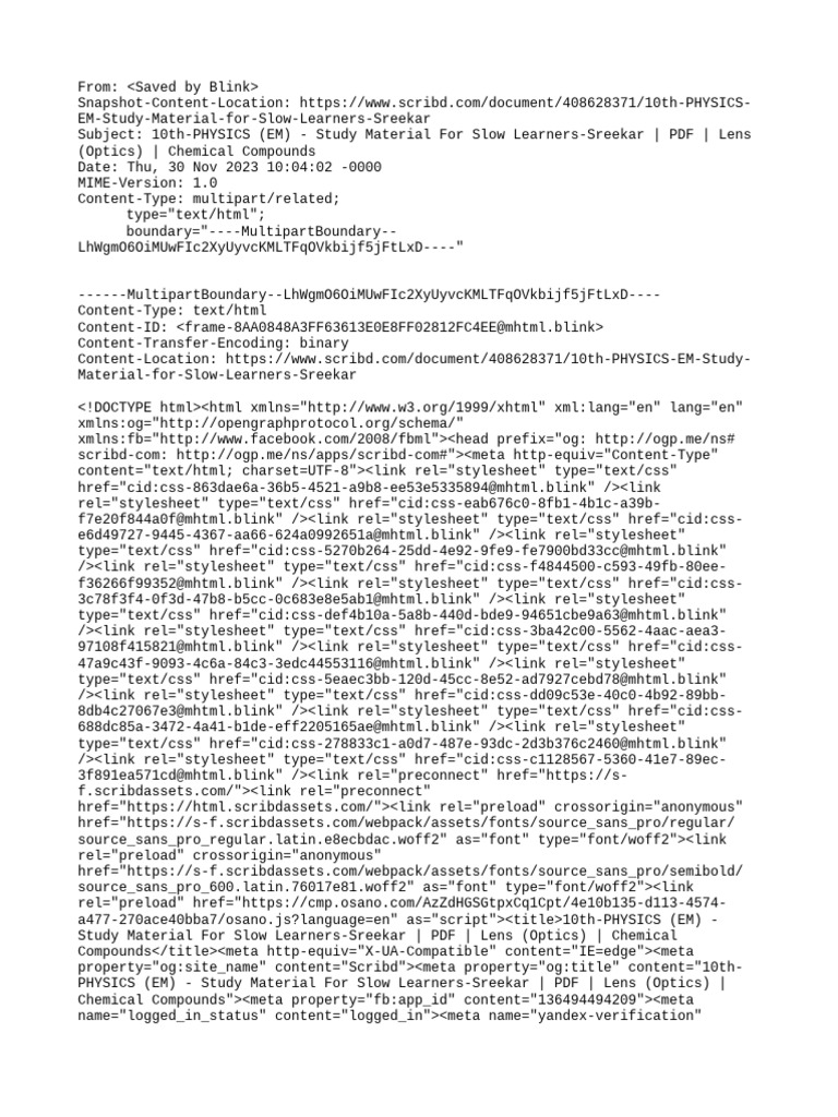 10th-PHYSICS (EM) - Study Material For Slow Learners-Sreekar - PDF - Lens (Optics) - Chemical ...