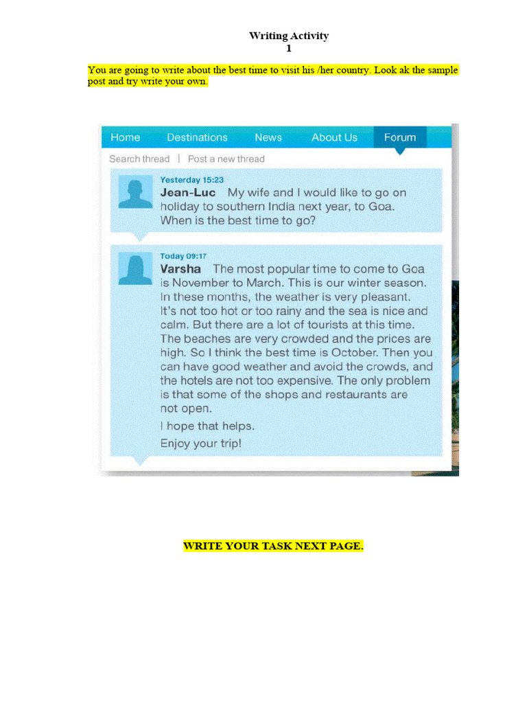 Writing Activity 1 | PDF