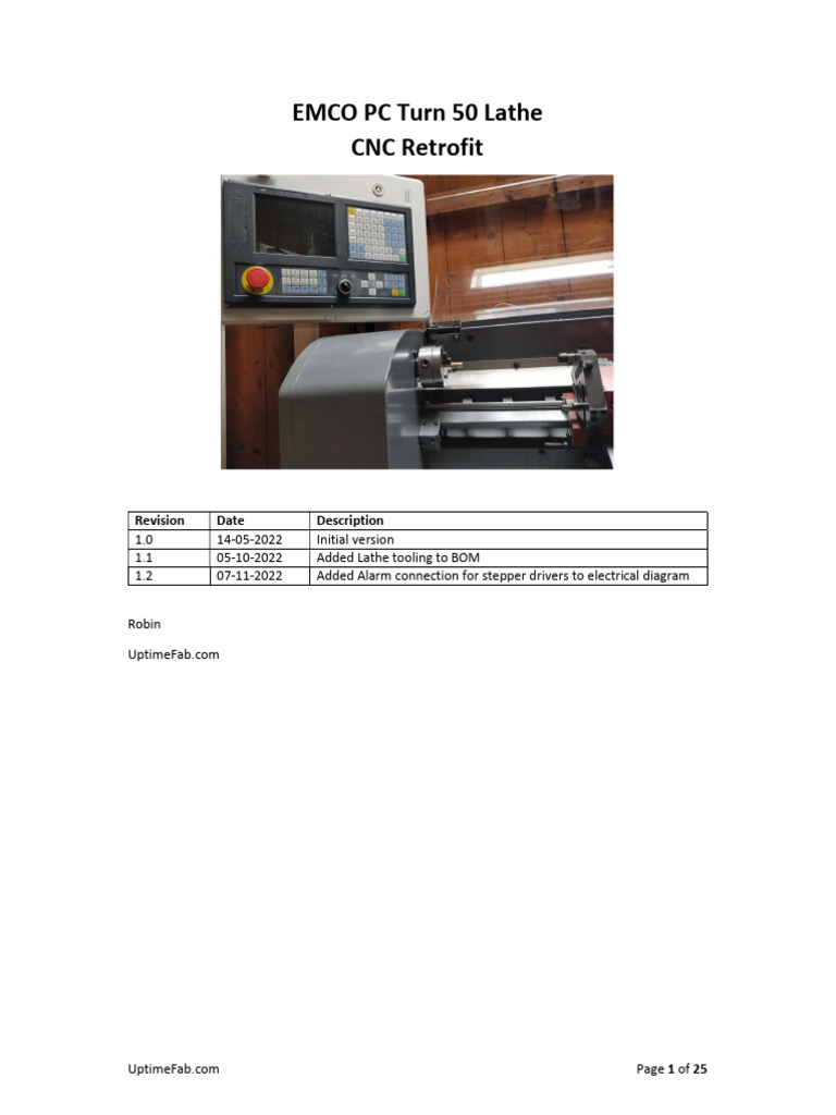 EMCO PC Turn 50 Lathe Retrofit v1.2 | PDF | Numerical Control | Belt ...