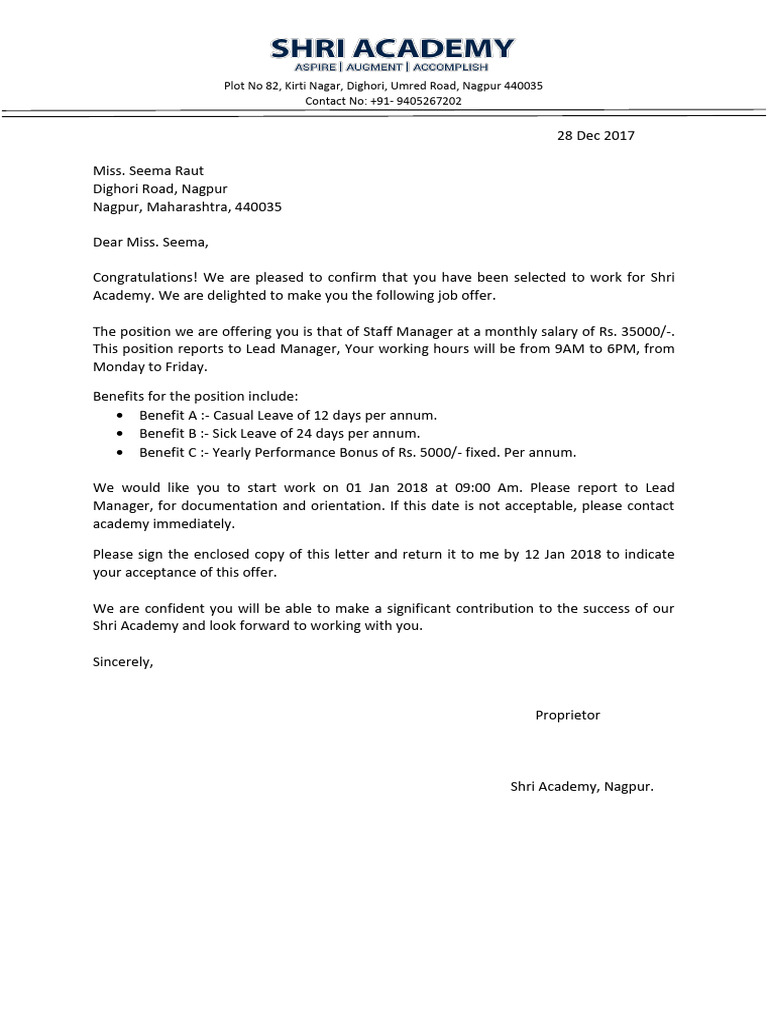 Seema Offer-Letter-Format | PDF