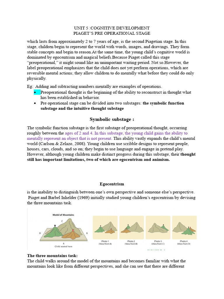 Pre Operational Stage New | PDF | Cognitive Psychology | Theory Of Mind