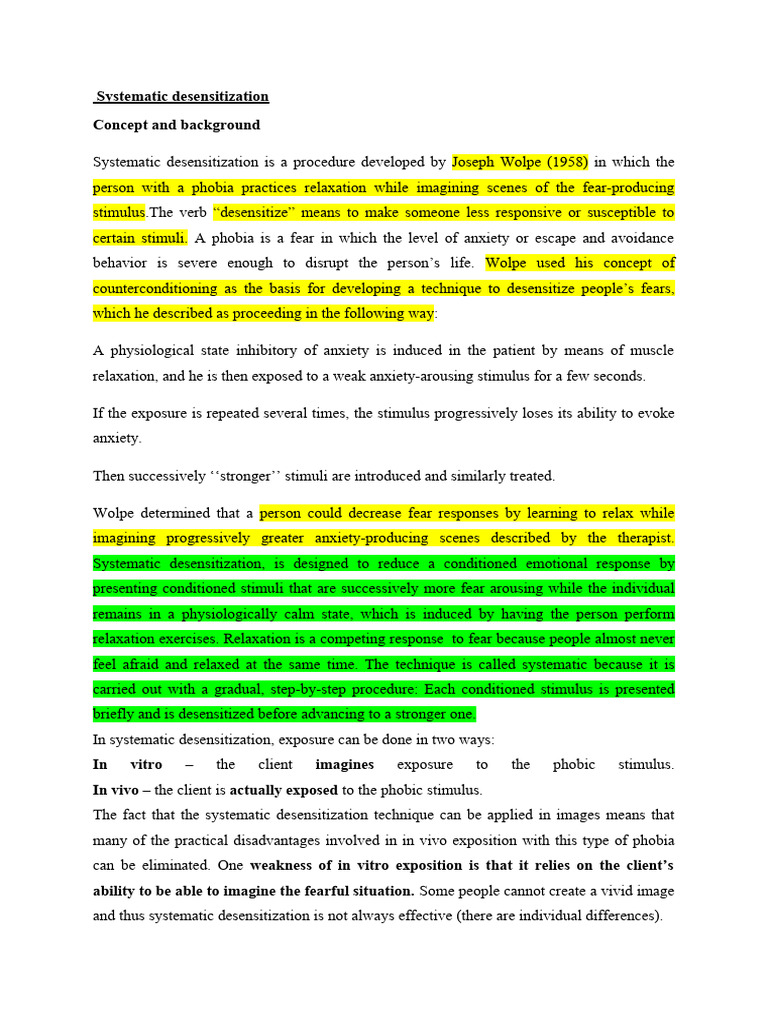 Systematic Desensitization | PDF | Phobia | Abnormal Psychology