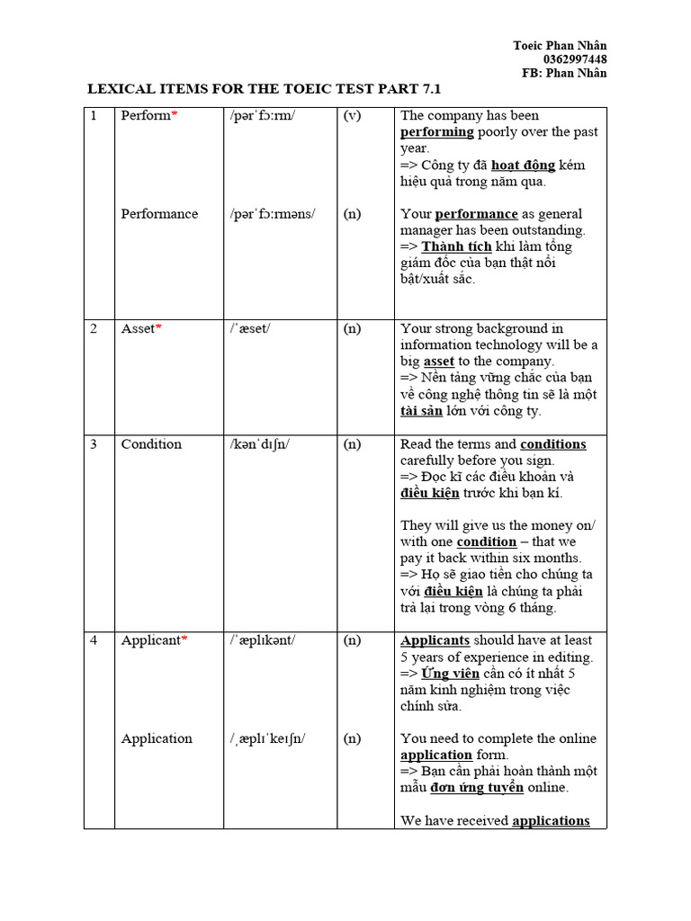 Lexical Items For The Toeic Test Part 7.1 | PDF