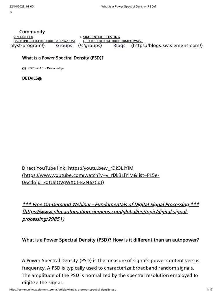 What Is A Power Spectral Density (PSD) | PDF | Spectral Density | Amplitude