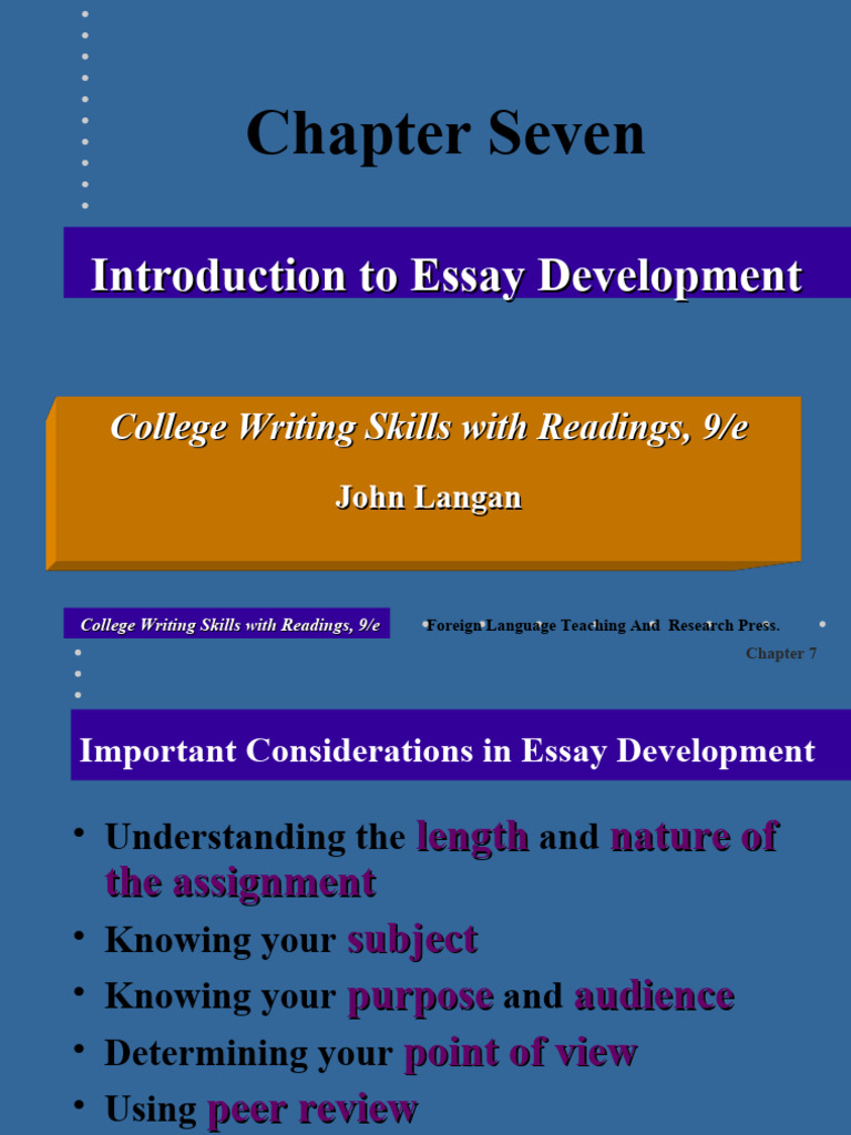 Chapter 7 Introduction To Essay Development Pdf Learning Cognition