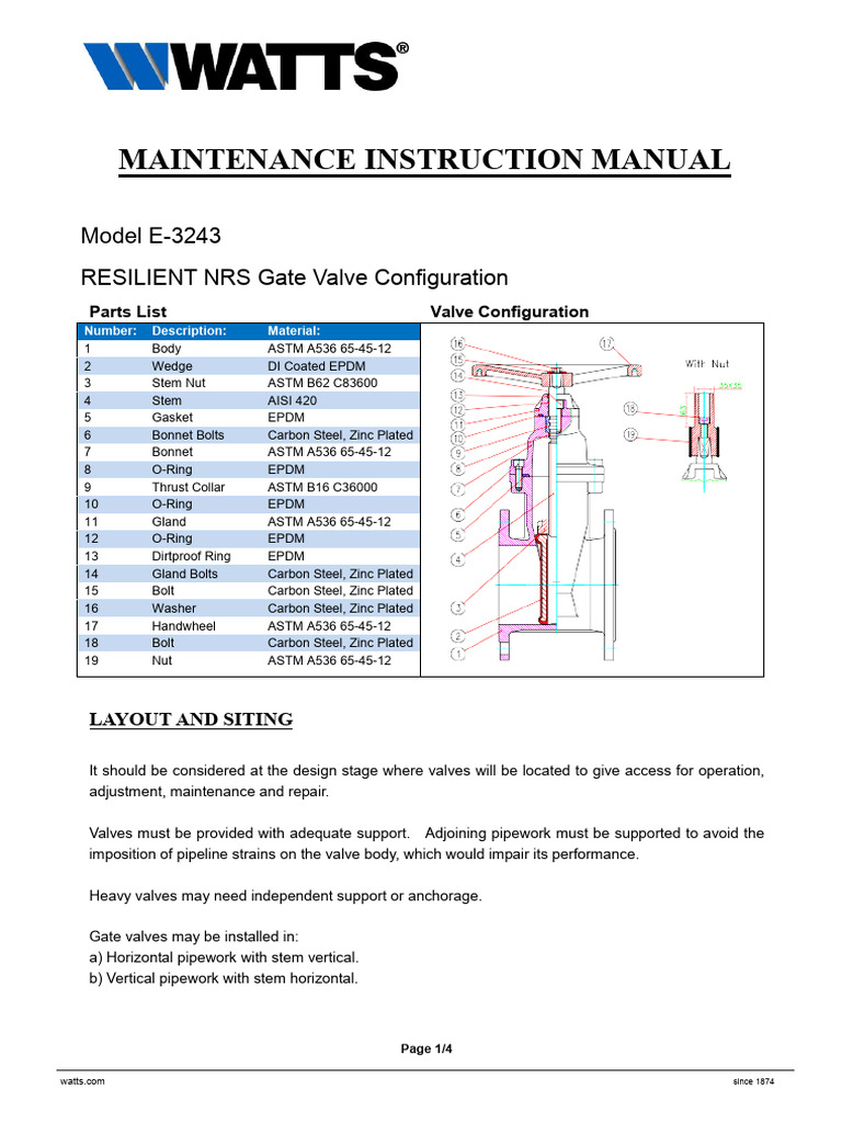 Isolation Valve - Watts E3243 | PDF | Valve | Industrial Processes
