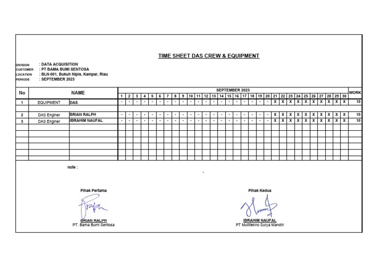 Time Sheet Das Bln-001 TTD | PDF