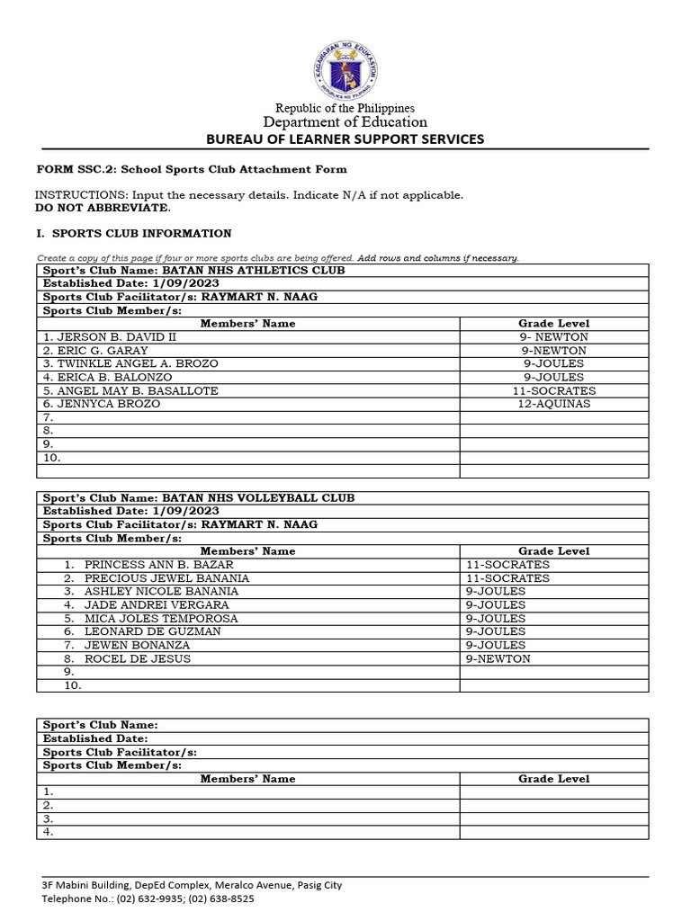SSC Form 2 | Download Free PDF | Sports