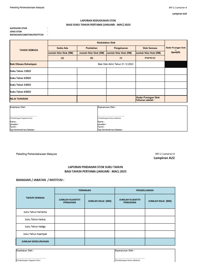Format Laporan Stor 2023 | PDF