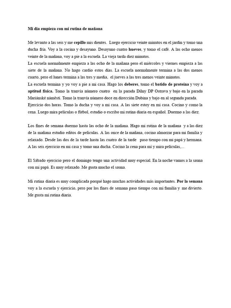 Mi Rutina Diaria Bby | PDF
