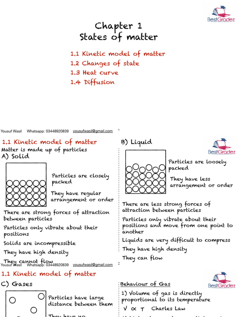 Chapter 1 States of Matter | PDF | Gases | Liquids