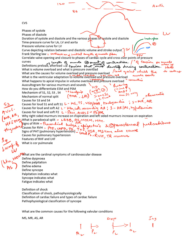 CVS Questions Vivek Sir | PDF | Diastole | Clinical Medicine