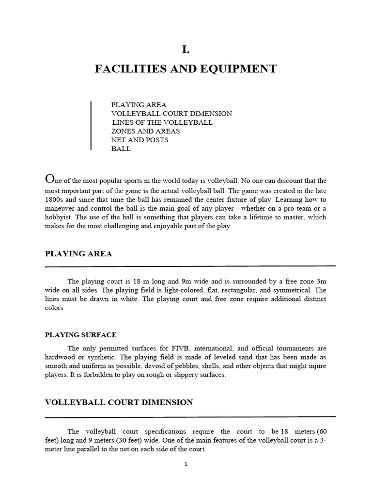 Facilities and Equipment | PDF | Volleyball | Sports
