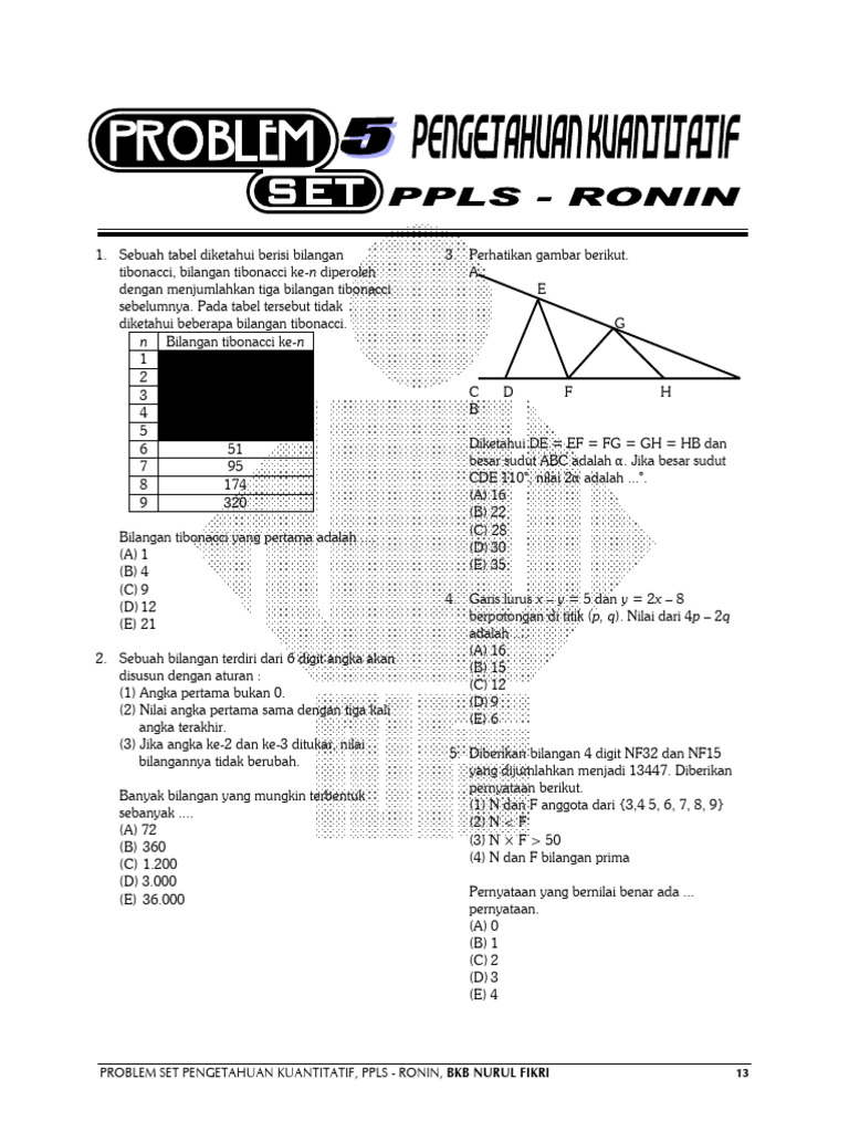 PS05 - Pengetahuan Kuantitatif - Ronin-Ipa - S22223 - Problem Set 05 | PDF