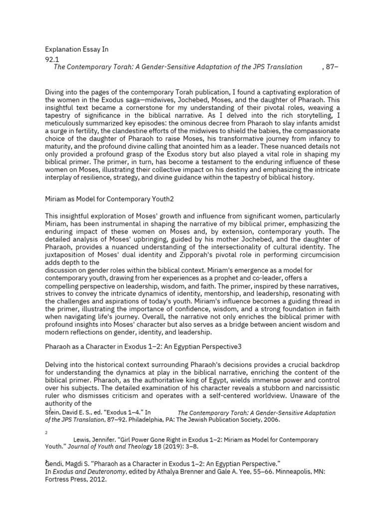 M1 - Biblical Primer-Explanation Essay PDF | PDF | Moses