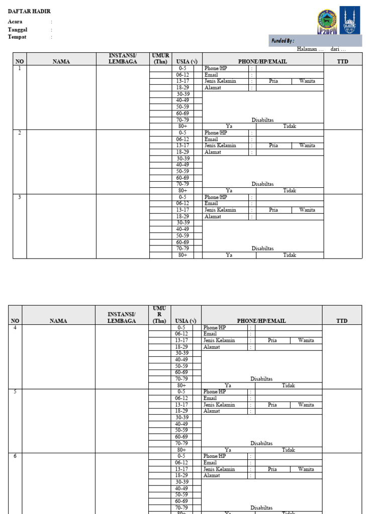 Absensi Daftar Hadir Umum | PDF