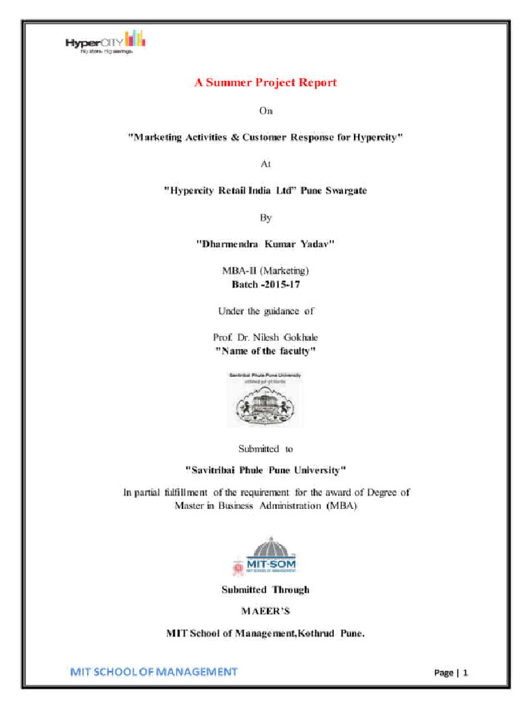 Mba Marketing Sip Report | PDF