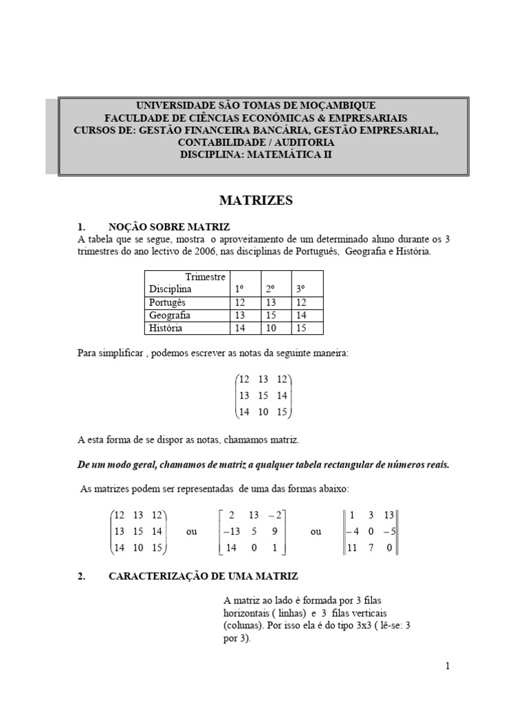 6 Resumo | PDF | Matriz (Matemática) | Determinante