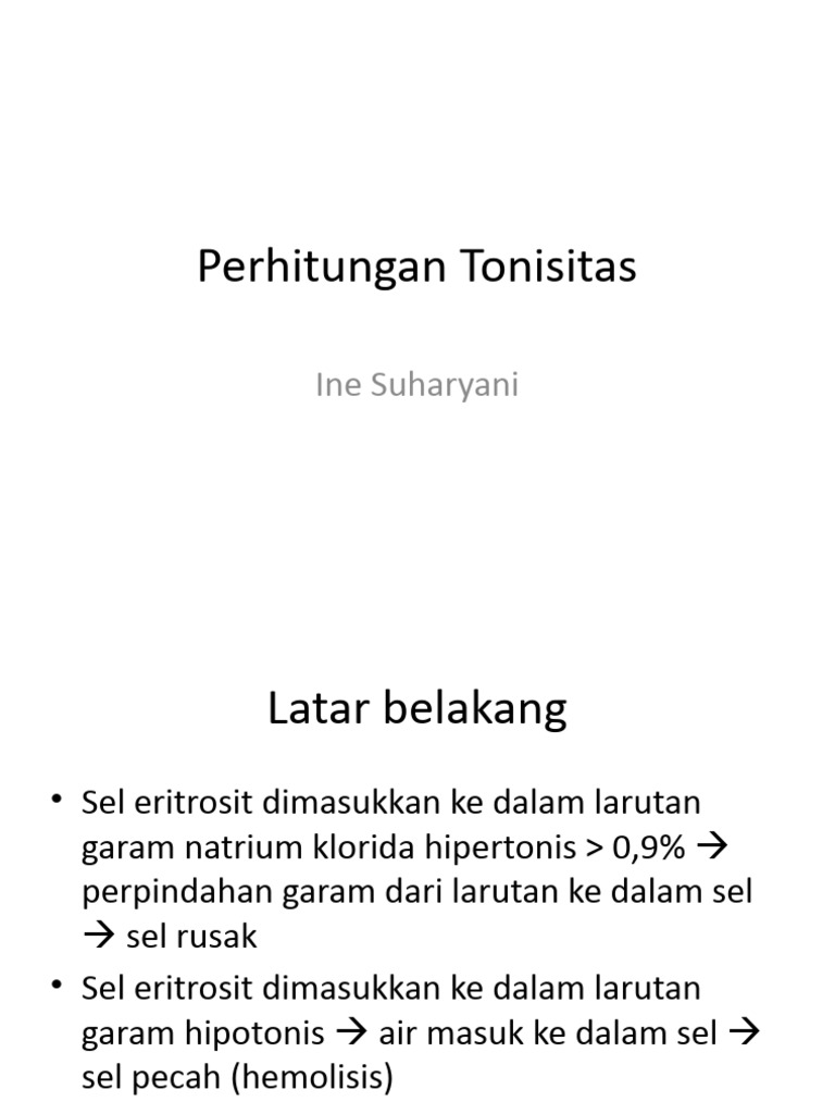 Panduan Perhitungan Tonisitas | PDF