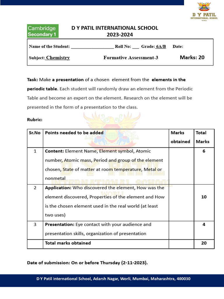 Grade 6 Formative Assessment 3.docx 1 1 | PDF
