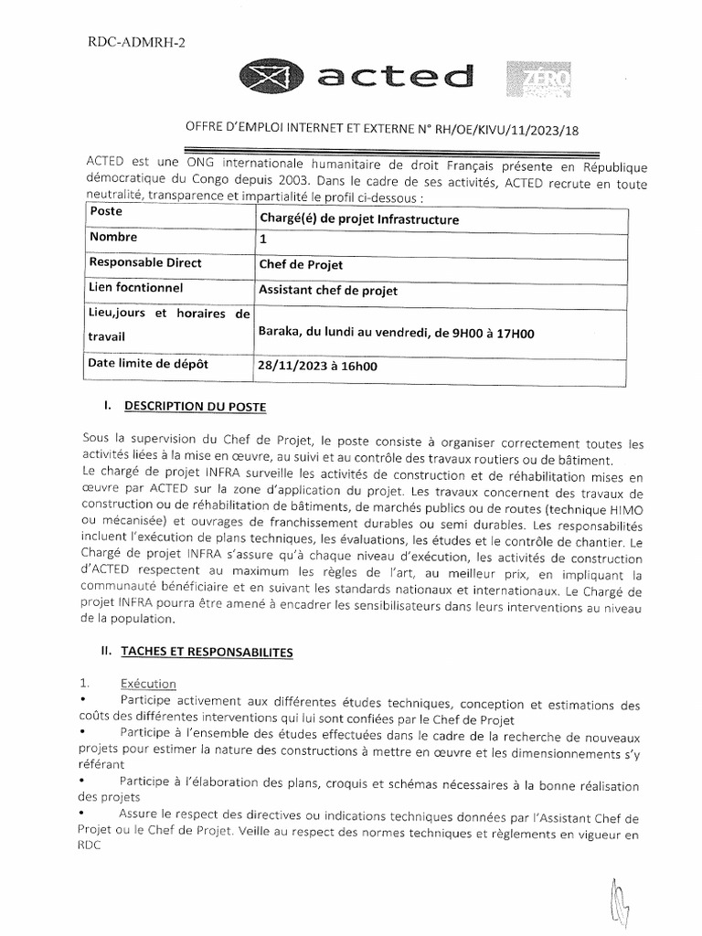 Charge de Projet Infra | PDF