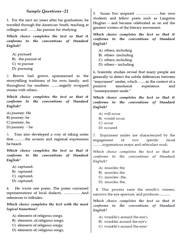 Digital SAT. Sample Questions-21 | PDF | Oceans | Smile