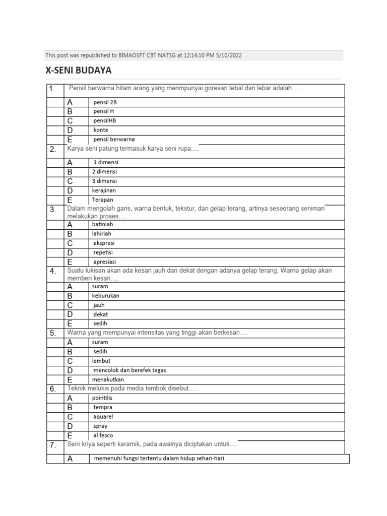 Template Word Pts Seni Budaya Kelas Xi | PDF