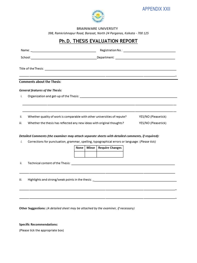 Format of Examiner Report | Download Free PDF | Thesis | Human ...