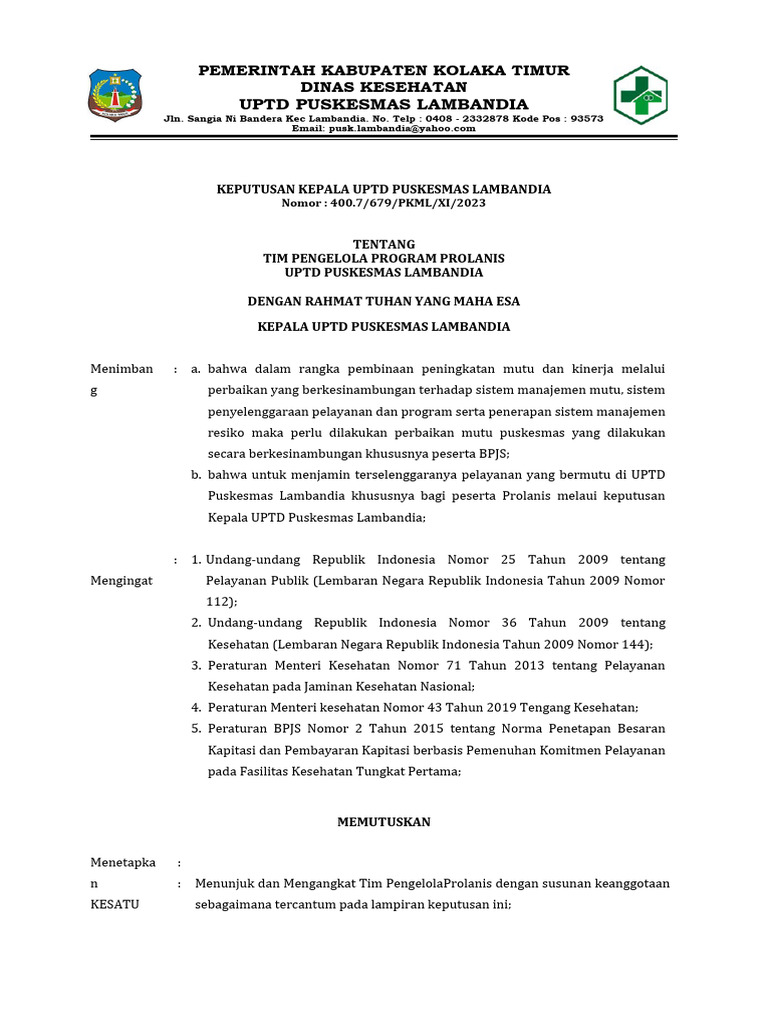 SK Prolanis | PDF | Bisnis