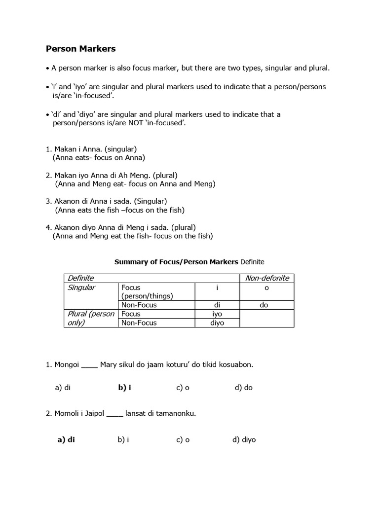 Understanding Person Markers in Language | PDF