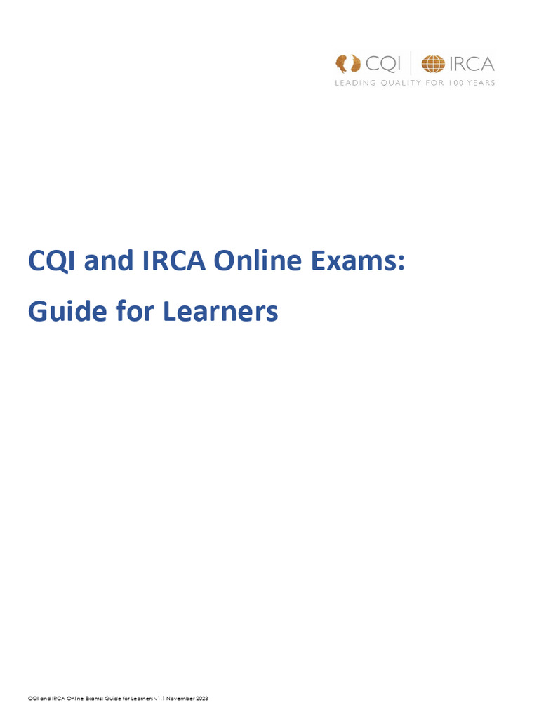 LD - OR - .297 CQI and IRCA Online Exams Guide For Learners v1.1 ...