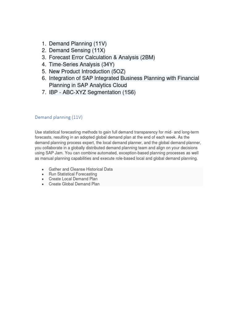 IBP-Demand Planning | PDF | Forecasting | Time Series