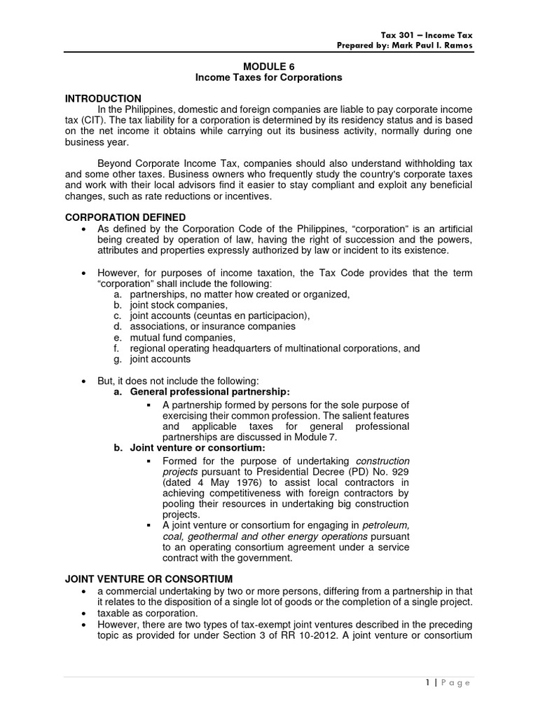 Module 6 Income Taxes For Corporations - Part 1 | PDF | Corporate Tax ...