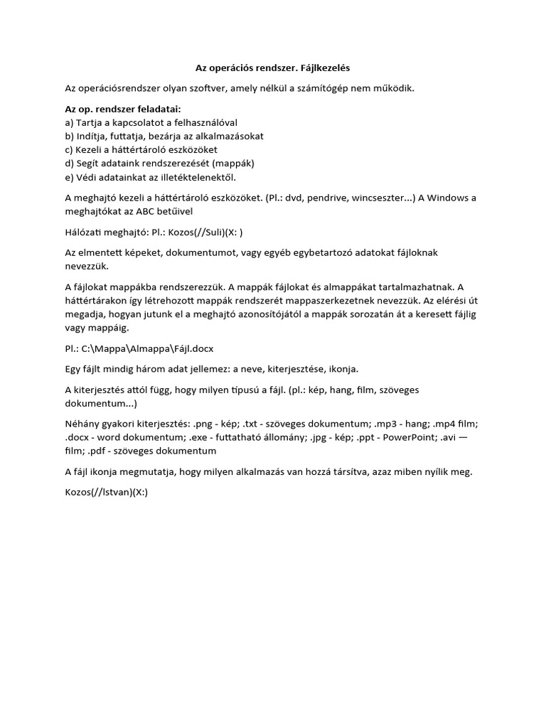 Az Operációs Rendszer | PDF