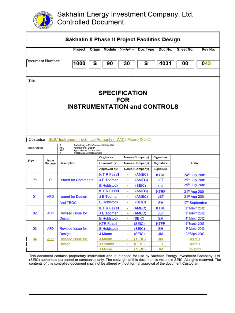 Toaz - Info Specification For Instrumentation Amp Control PR | PDF | Valve | Natural Gas
