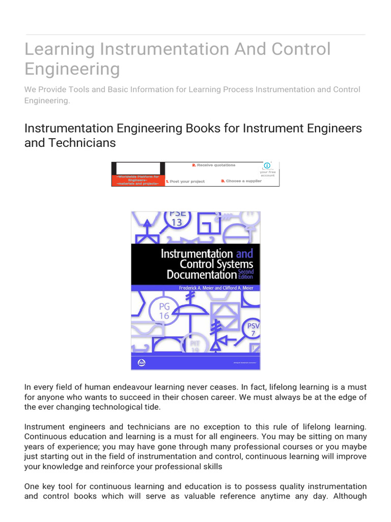 Instrumentation Engineering Books For Instrument Engineers and Technicians Learning ...