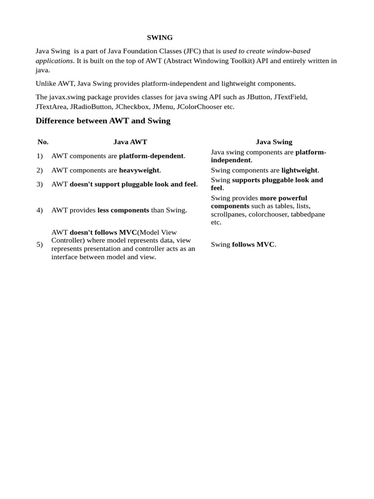 Swing Pdf Computer Engineering Object Computer Science