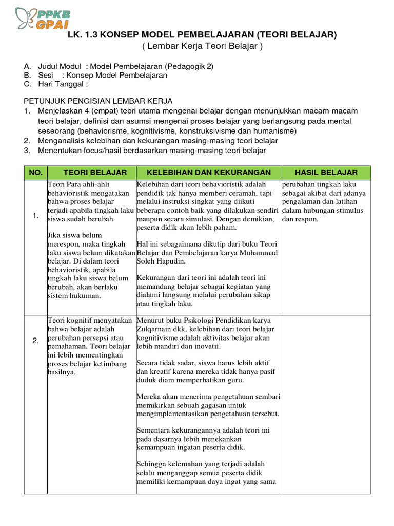 LK Konsep Model Pembelajaran | PDF