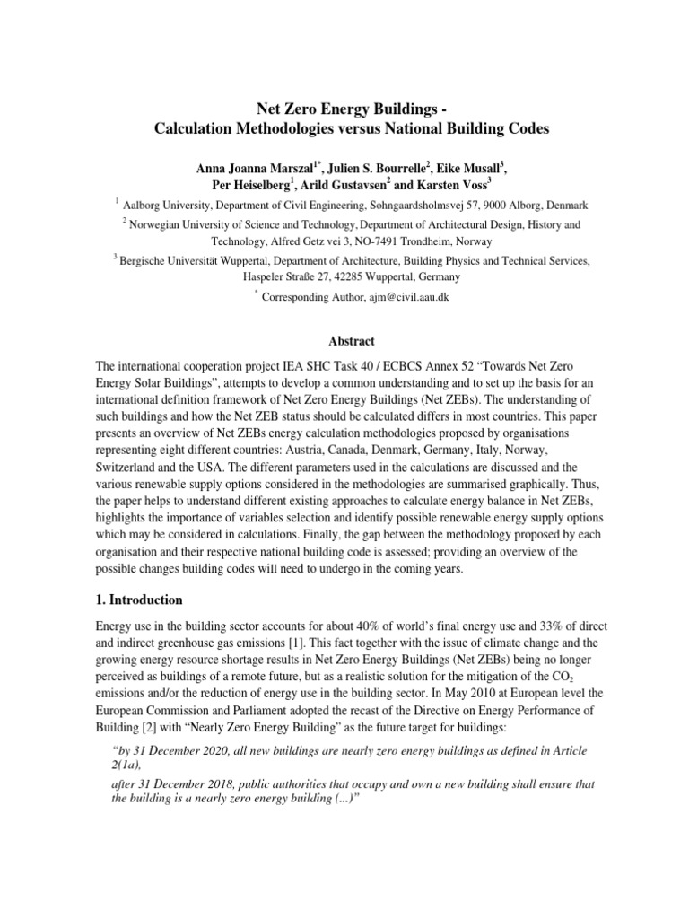 Net Zero Energy Buildings Calculation Me | PDF | International Energy ...