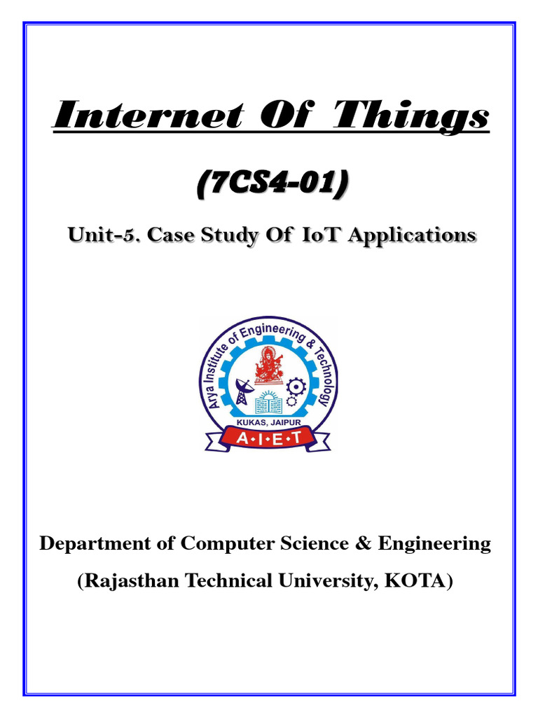 7CS4 IOT Unit-5 | PDF | Internet Of Things | Home Automation