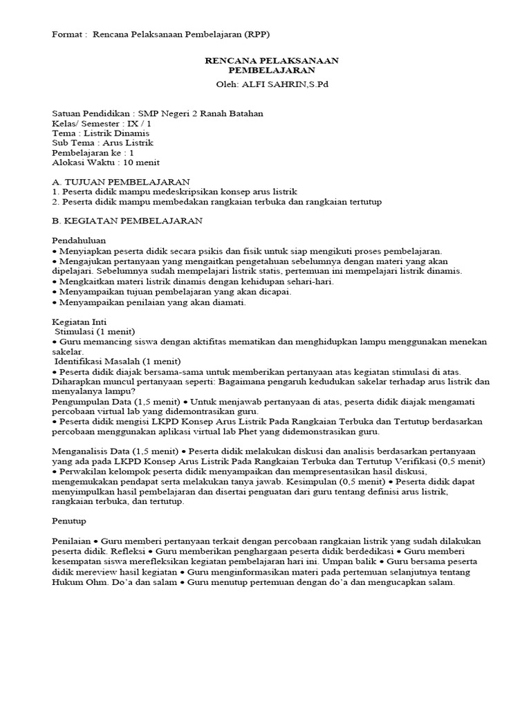 Format RPP CGP 10 REGULER | PDF