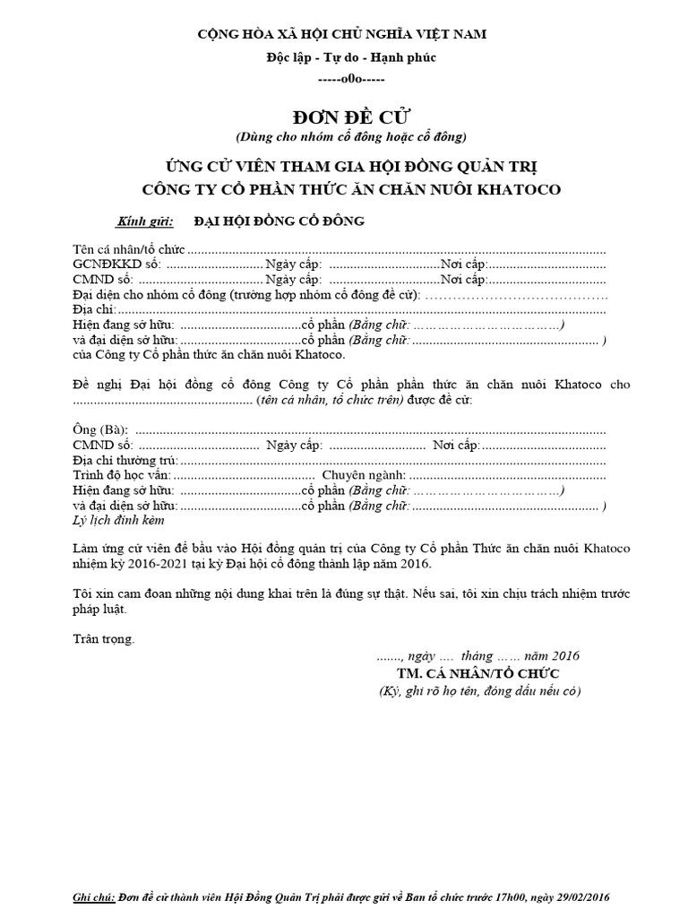 3 Don de Cu Hoi Dong Quan Tri | PDF