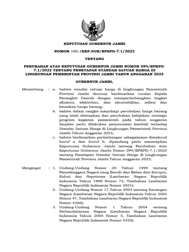 SK Perubahan SSH 2023 | PDF